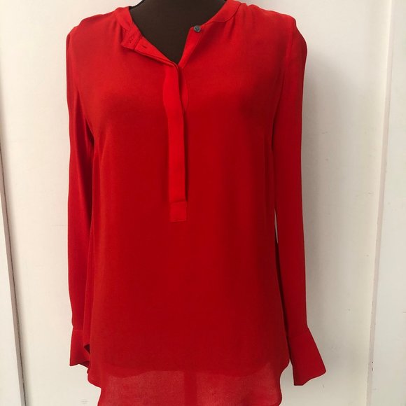 J. Crew | Tops | Jcrew Red Long Sleeve Top Great Work Top | Poshmark